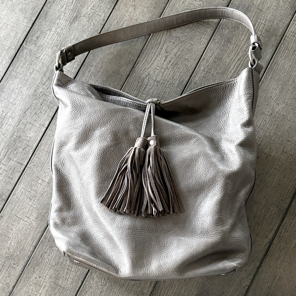 Frye Melissa Gray Leather Hobo Bag - Gem